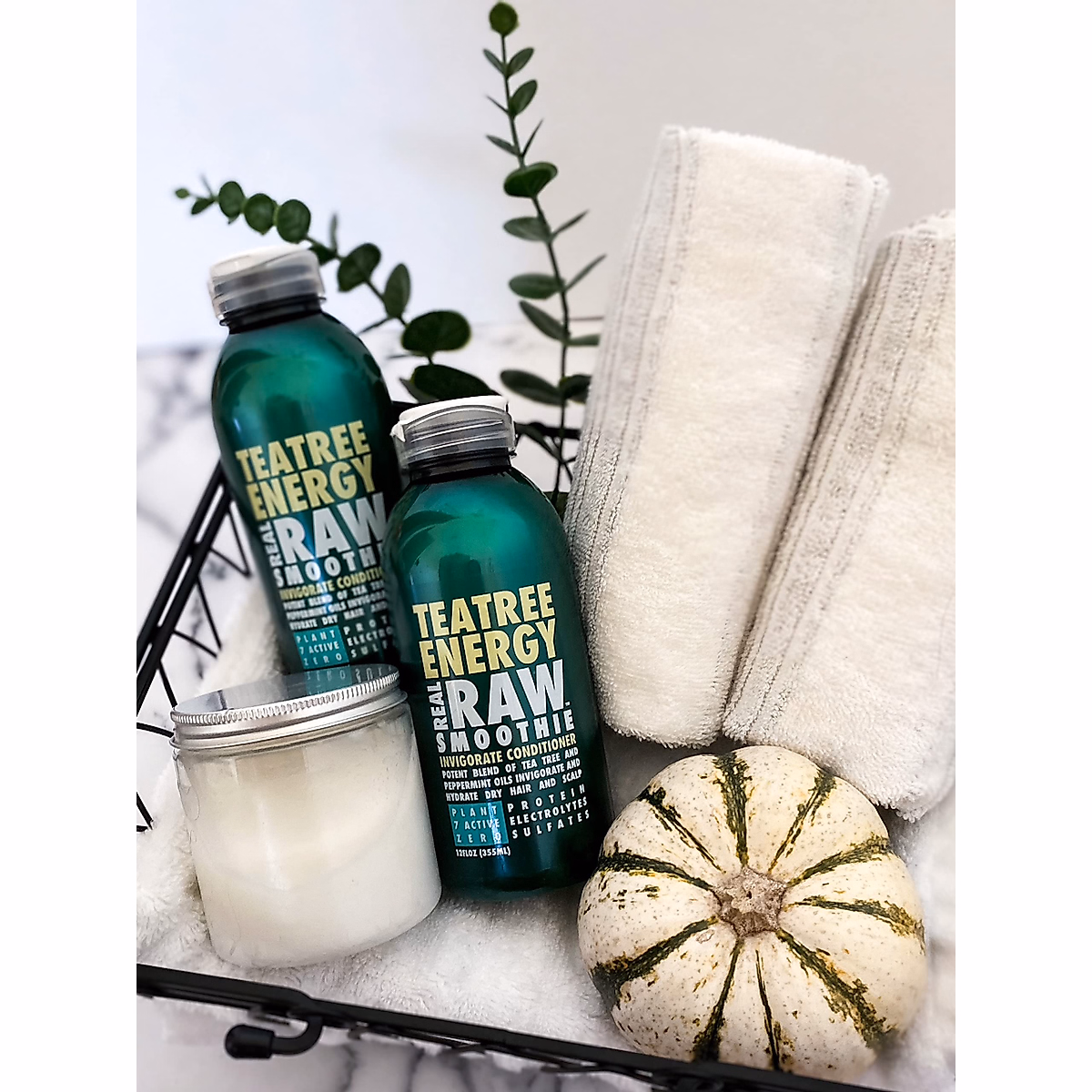 Real Raw Tea Tree Shampoo & Conditioner set - Cleanse, Hydrate + Invigorate - No Water 100% Pure Aloe Juice & Coconut Water - Sulfate & Paraben Free