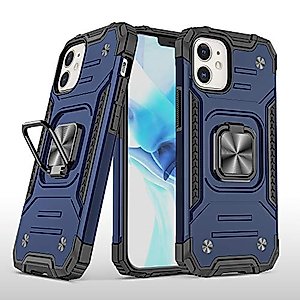 iPhone 12 Pro Military Style Armor Case with Rotating Ring Holder, Kickstand and Metal Stand for Magnetic Car Mount