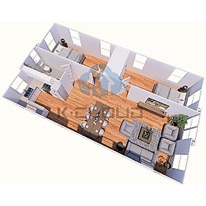 Generic 40x20ft Portable Prefabricated Tiny Home: Expandable Plastic Prefab House for Hotel, Booth, Office, and More - Complete with Restroom