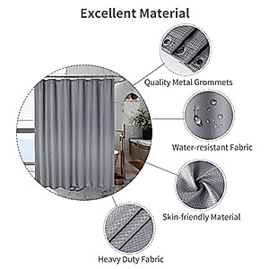 GlowSol Shower Curtain Waffle Weave Fabric Shower Curtain for Bathroom Water-Proof Shower Curtain with Grommet Grey Bathtubs Curtain 72"×78"