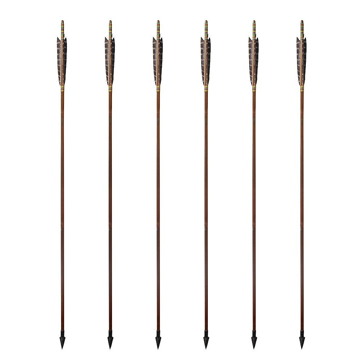 zzuus 33" Handmade Bamboo Arrows Eagle Feather Shaft Diameter 8mm Steel Arrowheads for 20-70 Lbs Long Bow and Recurve Bow Hunting Archery (6pcs)