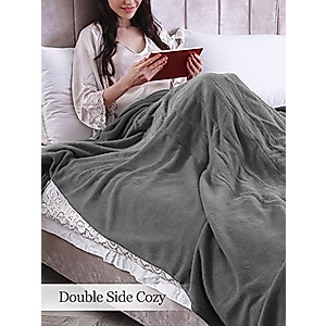 CURECURE Electric Heated Blanket 62'' x 84'' Electric Blanket for Whole Body Warming, ETL and FCC Certification Fast Heating with 4 Heating Levels & 10 Hours Auto-Off, Machine Washable, Grey