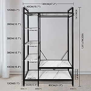 AT-VALY Heavy Duty Clothes Rack with Shelves,Freestanding Closet Organizer Metal Wardrobe Closet Mens Womens Storage Shelves Clothes Storage Rack (Black)