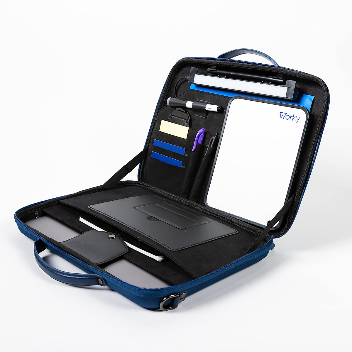 Worky 12-in-1 Office Everywhere Portable Briefcase Workstation, Blue, 2.8 lbs