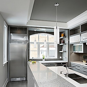 Globe Electric 64023 1-Light Pendant, Polished Chrome Finish, Clear Glass Shade with Frosted Glass Insert, E26 Base Socket, Pendant Light Fixture, Adjustable Height, Light Fixture Ceiling Hanging