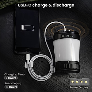 Sofirn LT1S LED Lantern Rechargeable, 500 Lumen, Adjustable Brightness and Tint, Red Light, Waterproof, 500 Hours Long Runtime Camping Lights for Hurricane, Outdoor, Home, USB C Cable Included