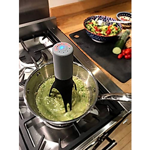 Uutensil StirrTime, Automatic Pan Stirrer with Timer, Olive & Gray