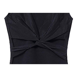 MdnMd Sleeveless Tank Leotard for Girls with Mesh Cross Front (Black, 12-14 Years)