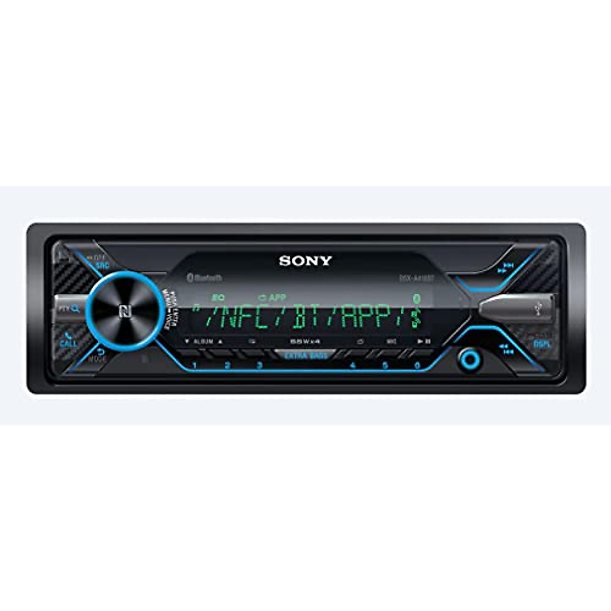 Sony DSX-A416BT Single Din Bluetooth Front USB AUX Multi-Color Car Stereo Digital Media Receiver Bundled with Earbuds (No CD Player)