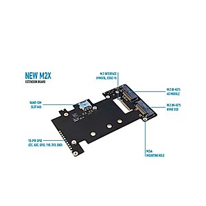 Khadas New M2X Extension Board is an Ultra-Thin Version of The Original M2X Board.It has M.2 Slots for Adding a 4G LTE Module and NVMe SSD to VIM3/VIM3L. A Nano-SIM Card Slot is Built Into The Board