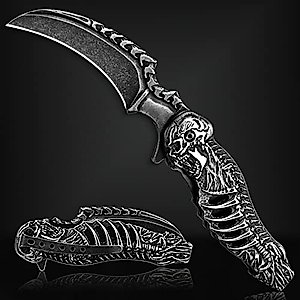 VALHALLA Skull Pocket Knife, Pocket Folding Knife With 3D Hollowed-out Skull, EDC Pocket Knife For Men Outdoor Camping Hiking Hunting