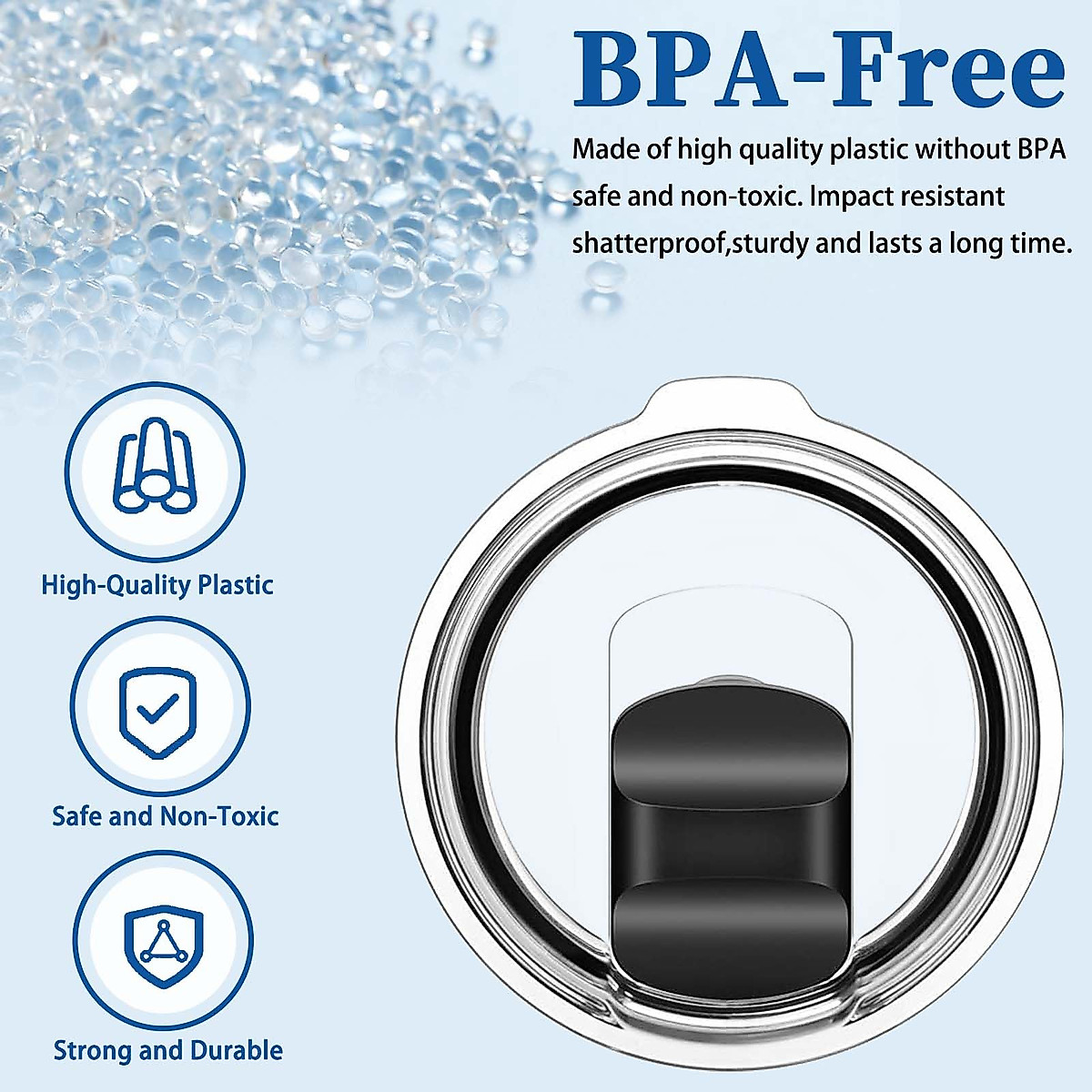 Kimmkco 30 oz Tumbler Lid, Replacement Lids Compatible for YETI 30 oz Tumbler, 14 oz Mug and 35 oz Straw Mug, Magnetic Spill Proof Tumbler Lid (2 Pack)