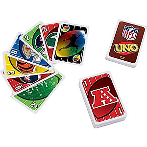 Mattel Games UNO NFL Card Game for Kids, Adults and Family Night, Features Logos of All 32 NFL Teams & a Special Rule