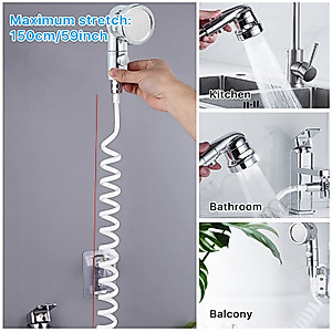 Elesunory Sink Faucet Sprayer Attachment- Adjustable 3 Sprayer Setting with ON/OFF Switch- Hand Held Shower Faucet Extender Up To 59Inch- Portable Shower Head with Hose for Hair Washing Dog Shower