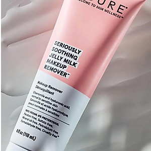 Acure Seriously Soothing Jelly Milk Makeup Remover - Waterproof Make Up Removal for Normal to Sensitive Skin - Moisturizing Finish - Milky Texture with Chamomile & Hyaluronic Acid -100% Vegan- 4 Fl Oz