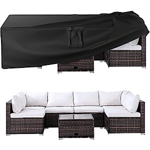 Ruimoy Patio Furniture Covers, Outdoor Furniture Cover Waterproof, General Purpose, Outside Table and Chair Covers, Heavy Duty 600D (102 Inch L x 74 Inch W x 27.5 Inch H)