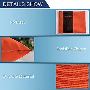 Topfinel Outdoor Anti-Fade Throw Pillow Covers for Patio Furniture Decorative Water Resistant Couch Pillows Covers 18 X 18 for Garden, Porch, Set of 2, Orange
