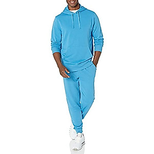 Amazon Essentials Men's Lightweight Long-Sleeve French Terry Hoodie, Turquoise Blue, Medium