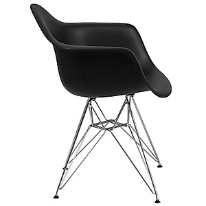 Flash Furniture 2 Pack Alonza Series Black Plastic Chair with Chrome Base