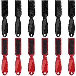 Patelai 12 Pieces Clipper Cleaning Brushes, Barber Accessories Cleaning Supplies, Soft Bristles, Quality ABS Handle, Nylon Brush Tool(Black, Red)