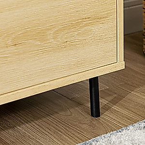 HOMCOM Sideboard Buffet Cabinet with Ribbed Texture, Woodgrain, Kitchen Cabinet, Coffee Bar Cabinet with Storage Drawers, Natural