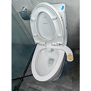 Toswin Left Hand Bidet Left Handed Bidet Ultra Slim Bidet Left Side Control Clear Rear Bidet Attachment for Toilet with Dual Front & Rear Nozzles and Adjustable Water Pressure -Bamboo Knob