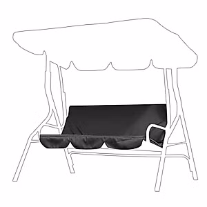 Outdoor Swing 3 Seater Swing Chair Waterproof Swing Seat Pads Replacement for Patio Garden Yard(Black).