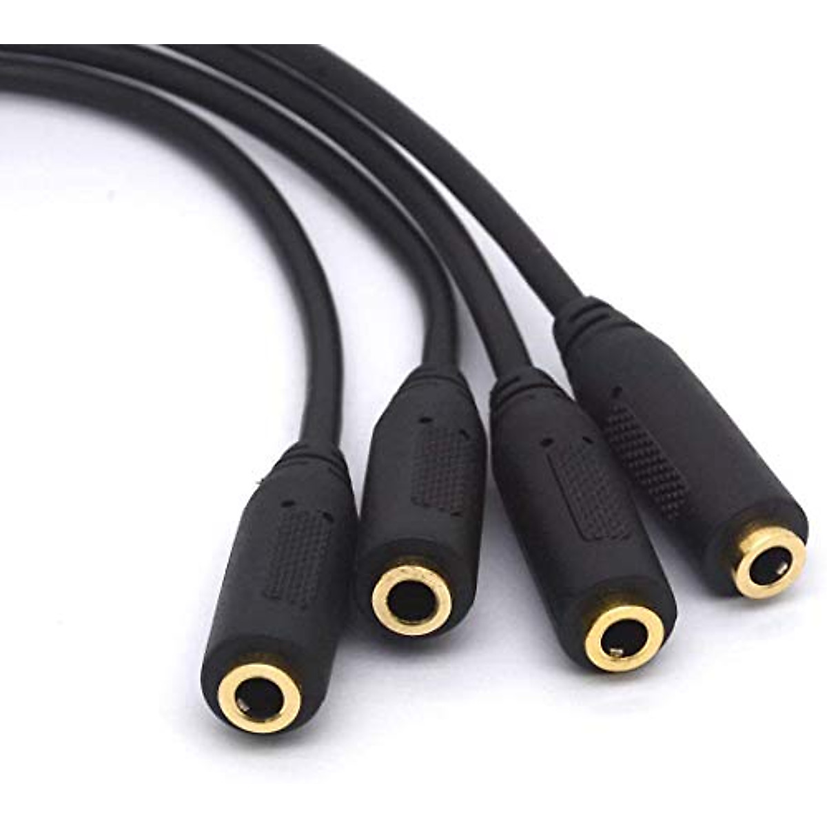 PIIHUSW 3.5mm Headphone Splitter Cable, 4 Pole 1/8 Inch TRRS AUX Stereo Jack 1 Male to 4 Female Adapter Cord