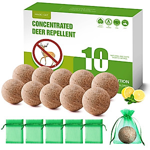 MAGIC CAT Deer Repellent Outdoor, 10 Pack Natural Peppermint Oil Deer and Rabbit Away Repellent for Plants Pet Family Safe, Deer Deterrent for Garden Yard Lawn Tree Protection