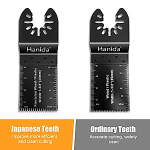 Hanida 24PCS Metal Wood Oscillating Multitool Blades Quick Release Oscillating Saw Blades Universal Multi Tool Blades Set Fit for Porter Cable Rockwell Ridgid Ryobi Milwaukee Dewalt Makita Bosch Fein…