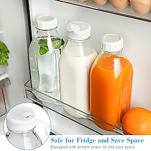 Milk Bottle with Dispenser Cap, 100% Airtight Heavy Duty Screw Lid. 2 Pack 32 Oz Reusable Glass Bottles with 3 Lids! Jug Pitcher, Buttermilk, Water, Juice Bottles w Cap, Syrup, Honey