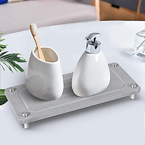FEEGOO Sink Caddy Instant Dry Stone Sink Organizer for Kitchen Counter Diatomaceous Earth Sink Tray for Bathroom Fast Drying Soap Sponge holder Stainless Steel Feet with Rubber Bottom