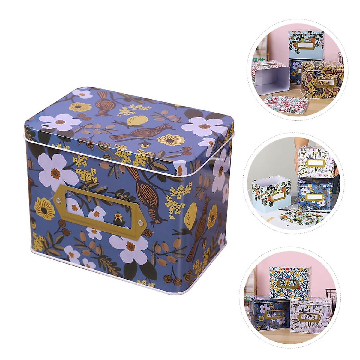 BESPORTBLE 3 Pcs Label Finishing Box Storage Bin with Lid Storage Bins with Lid Candy Tins Empty Tea Tin Canister Labels for Jars Storage Container for Sundries Tinplate Organizer