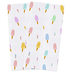 Big buy store Rainbow Color Popsicle Kitchen Dish Towels Set of 2, Soft Lightweight Microfiber Absorbent Hand Towel Kids Decor Tea Towel for Kitchen Bathroom 18x28in