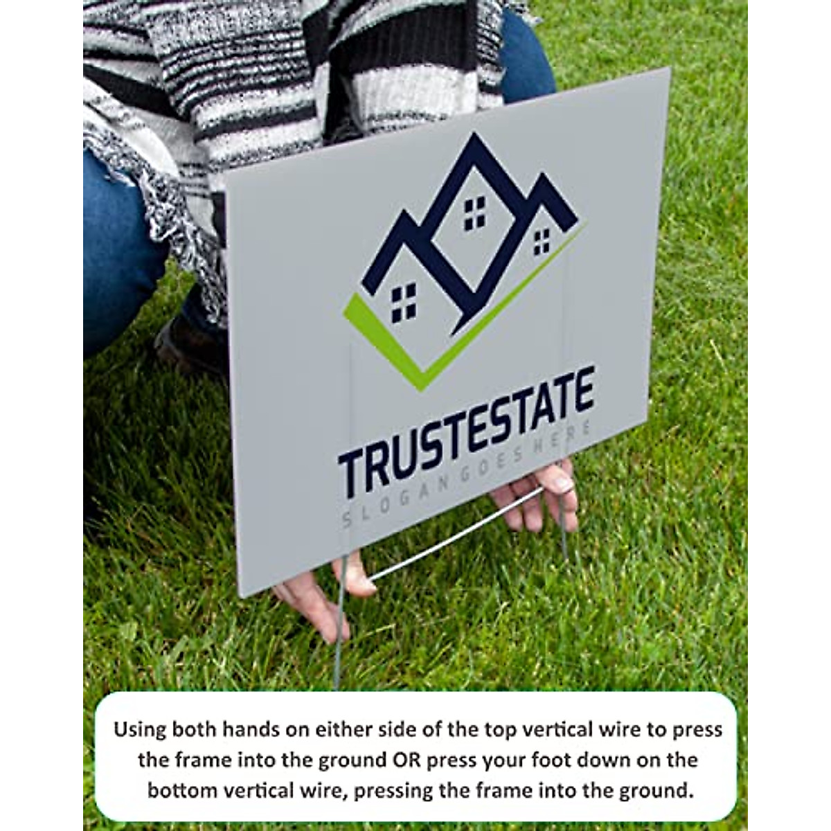 5 Pack Yard Sign Stakes Metal,18'' x 7'' H Frames Yard Stakes for Signs silver