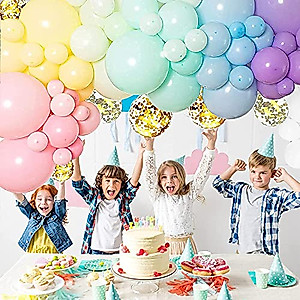 EUOPHYM 112 Pcs Pastel Balloon Garland Kit, Balloon Arch Kit,5'' 18'' Macaron Easter Balloon Garland Decorations Magical Rainbow Balloon Wedding Birthday Anniversary Mermaid Party Graduation Wedding