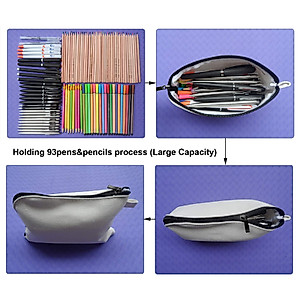 Enyuwlcm 16oz Canvas Zipper Bag Small Makeup Pouch Flat Pencil Pouch 2 Pack Black and White