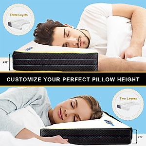 Sleepnitez Back and Side Sleeper Pillow for Neck and Shoulder Pain Cervical Neck Pillow with 3 Layers of Memory Foam Side Sleeping Pillow with Washable Tencel Cover