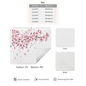 Spring Pink Sakura Blossom Flowers Coffee Mat Coffee Maker Mat,Super Absorbent Coffee Bar Accessories,Floral Garden Art on White Non-slip Coffee Station Mat Dish Drying Pad,16x18in