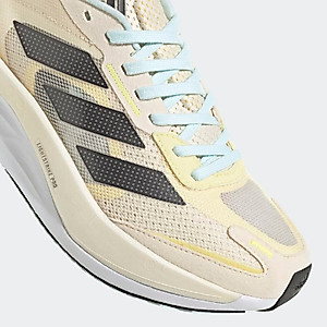 adidas Women's Adizero Boston 11 Sneaker, Ecru Tint/Night Metallic/Beam Yellow, 7