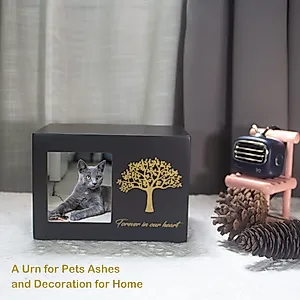 Amvnotia Pet Memorial Urns for Dogs or Cats Ashes, Large Wooden Dog Cremation Urns with Personalized Photo Frame, Dog Urn Keepsake Box with Ashes Bags, Loss Pet Remembrance Gift, Waterproof Face