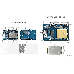 Waveshare SIM8200EA-M2 5G HAT with Antennas 5G/4G/3G Support Snapdragon X55 Onboard Multi Mode Multi Band Applicable for Regions with 5G Sub-6G Signal Coverage