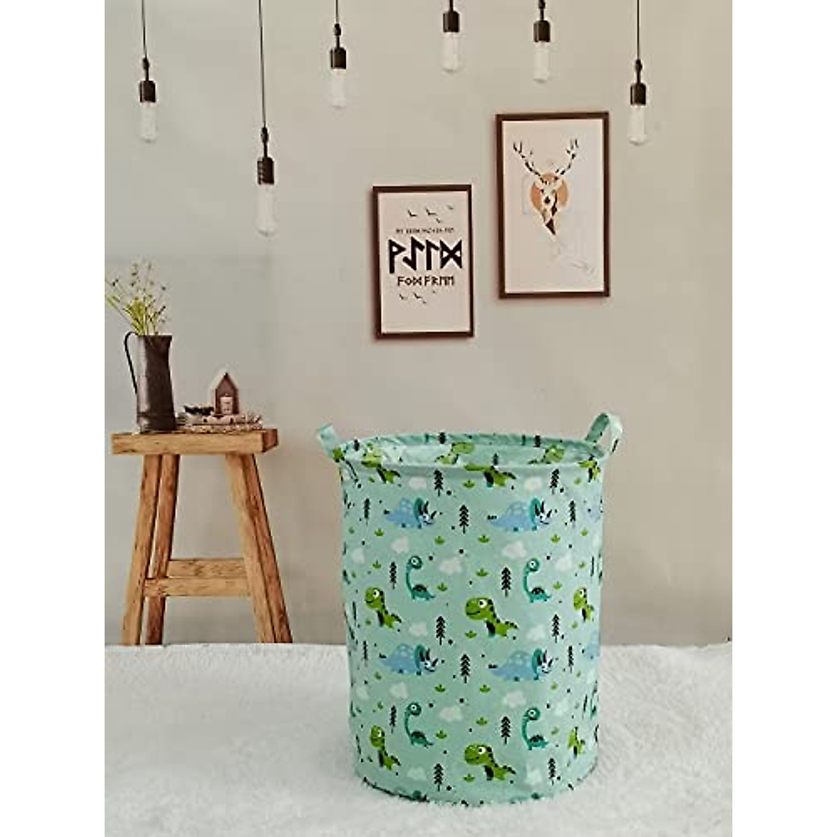 ELIVHINE Easter basket Storage Baskets Waterproof Foldable Organizer Large Storage Bins for Dirty Clothes Home and Office Toy Organizer Laundry Hamper (Forest Dinosaur)