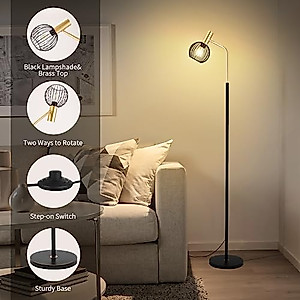 Duheypo Industrial Floor Lamp, Standing Lamp Farmhouse Floor Lamp with Foot Switch, Rustic Floor Lamps for Living Room Bedroom Office Dining Room, Black