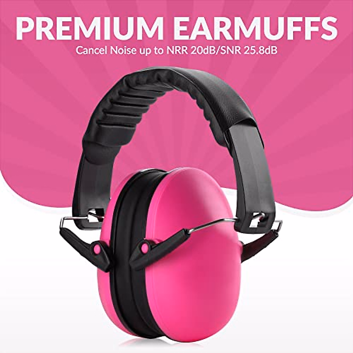 MEDca Ear Muffs Noise Protection - Pink Hearing Protection and Noise Cancelling Reduction Safety Ear Muffs, Fits Children and Adults for Shooting, Hunting, Woodworking, Gun Range, Mowing, and More