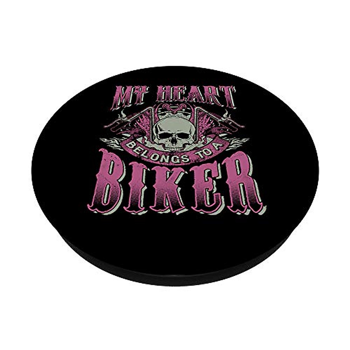 Motorcycle Babe Gift Wife Mom My Heart Belongs To A Biker PopSockets PopGrip: Swappable Grip for Phones & Tablets