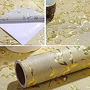 Moyishi 12''x118''Chinese Light Luxury Retro Golden Winter Plum Film Vinyl Self Adhesive Counter Top Peel and Stick Wall Decal