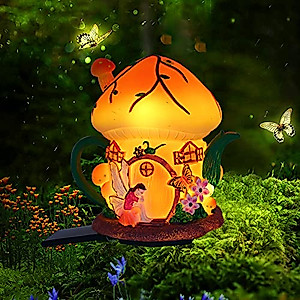 VOOKRY Solar Mushroom Lights Fairy Garden Lights for Home Decor Outdoor Decorative Stakes Mushroom House Solar Powered LED Landscape Lighting for Lawn, Walkway, Patio, Yard