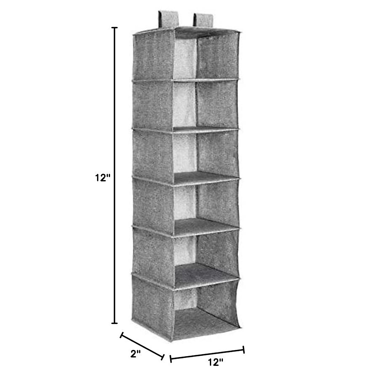 Amazon Basics Hanging Closet Shelf 6 Tier, Heather Grey, 2"D x 12"W x 12"H