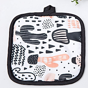 FSTIKO Novelty Cactus Oven Mitts and Potholders 4 Pieces Set, Kitchen Linen Set BBQ Gloves-Oven Mitts High Heat Resistant Cotton Potholder Non-Slip Cooking Gloves for Cooking, Baking, Barbecue